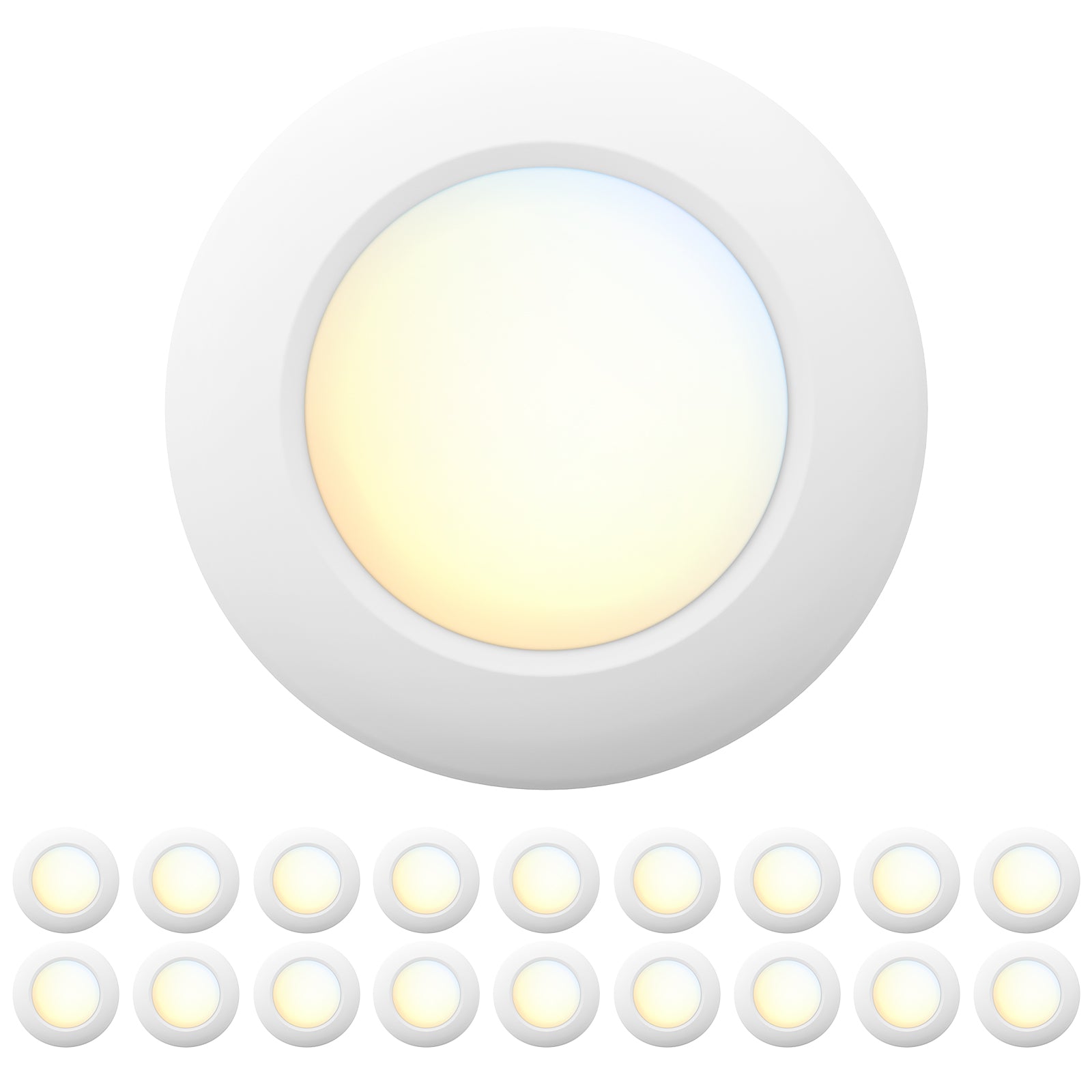 JULLISON 20 Packs 4 Inch White LED Low Profile Recessed & Surface Moun ...